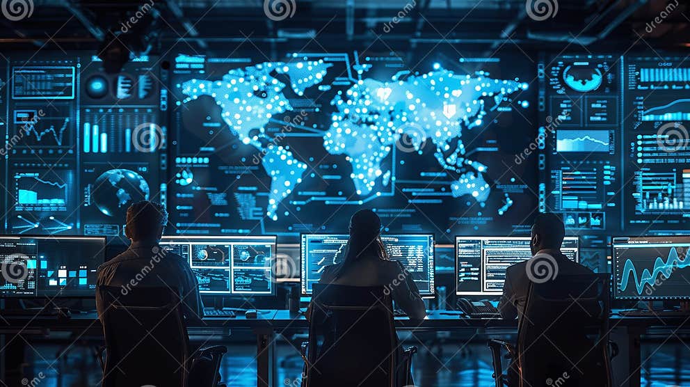 Cybersecurity Operations Team Working in High-Tech Office on Threat ...