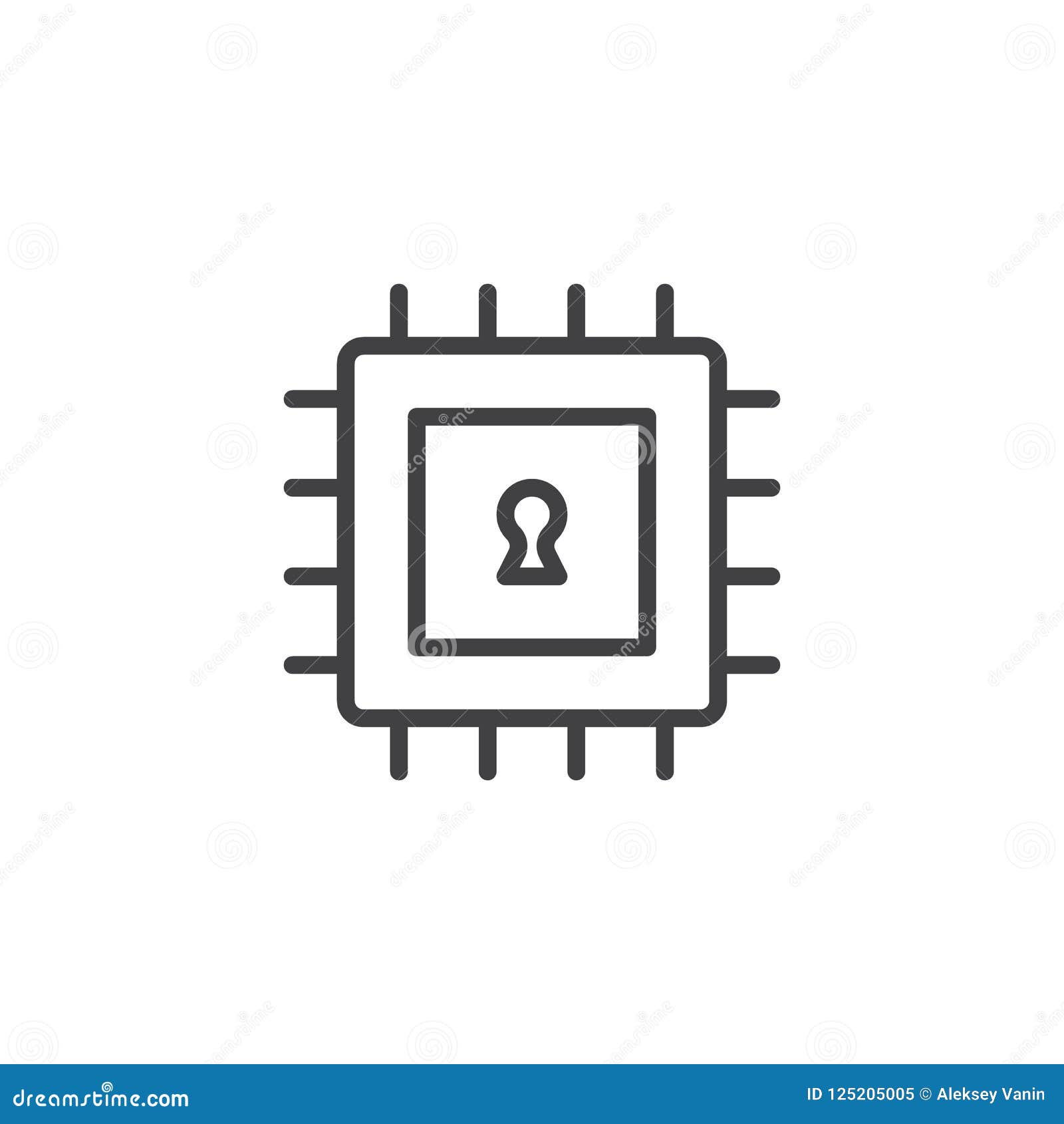 Cybersecurity outline icon stock vector. Illustration of digital ...