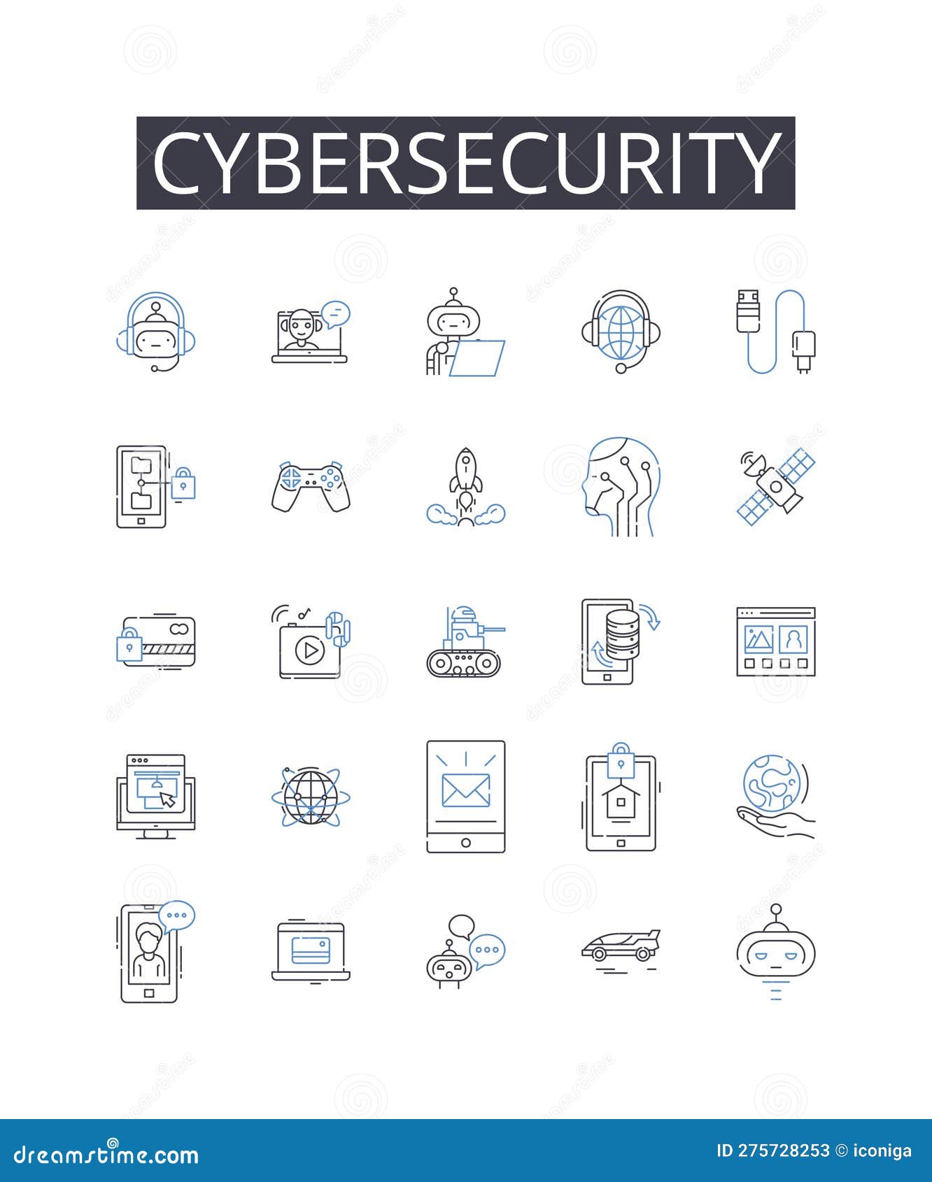 Cybersecurity Line Icons Collection. Data Protection, Information ...