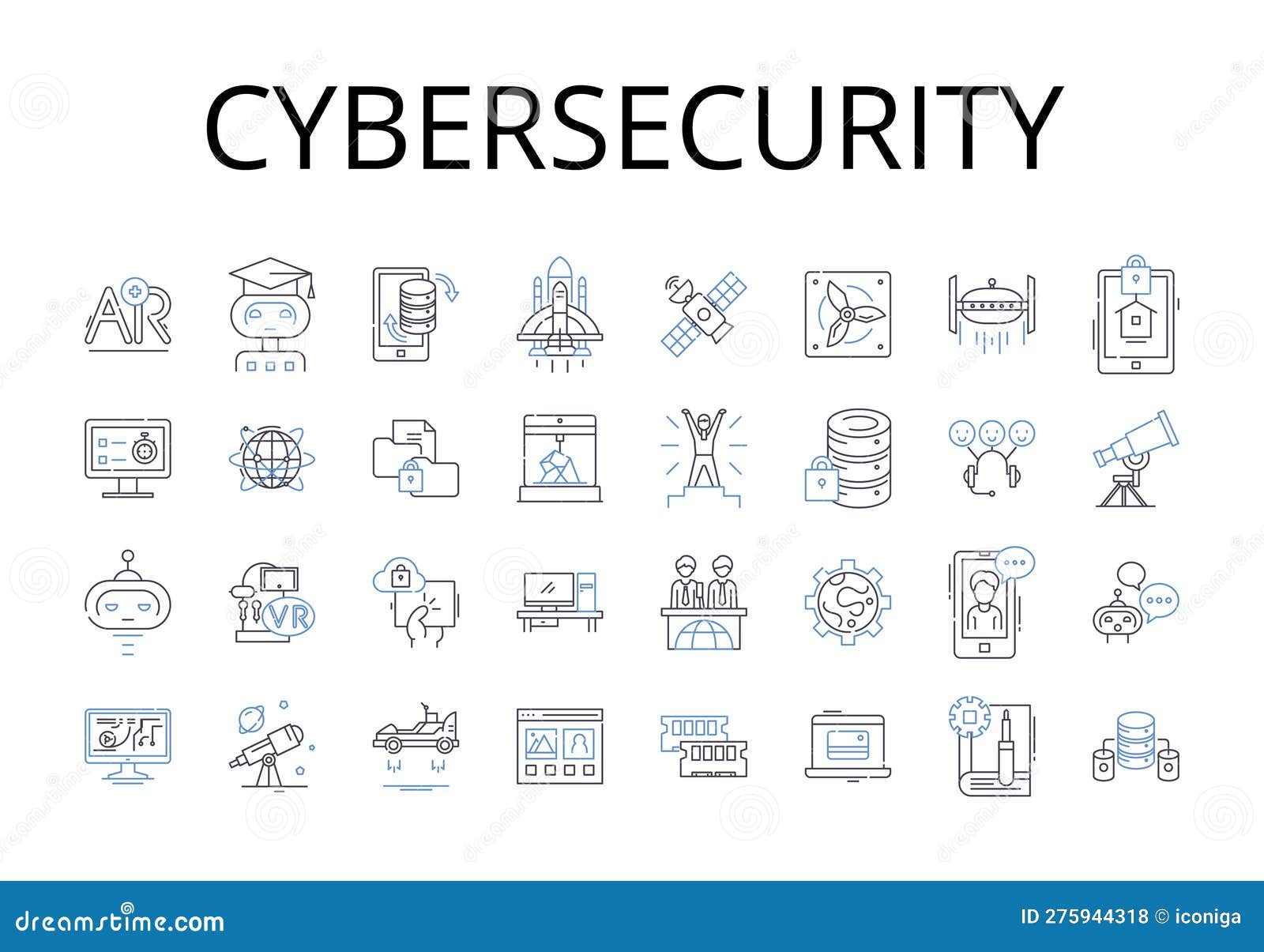 Cybersecurity Line Icons Collection. Data Protection, Information ...