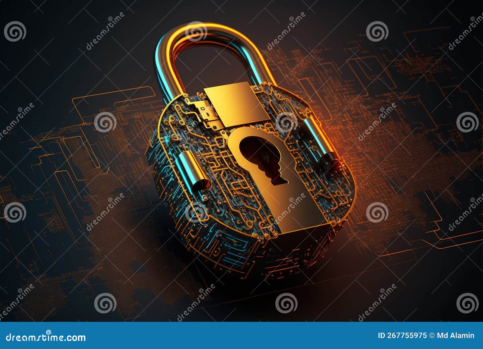 Cybersecurity Padlock, Digital Lock on Technology Network Data ...