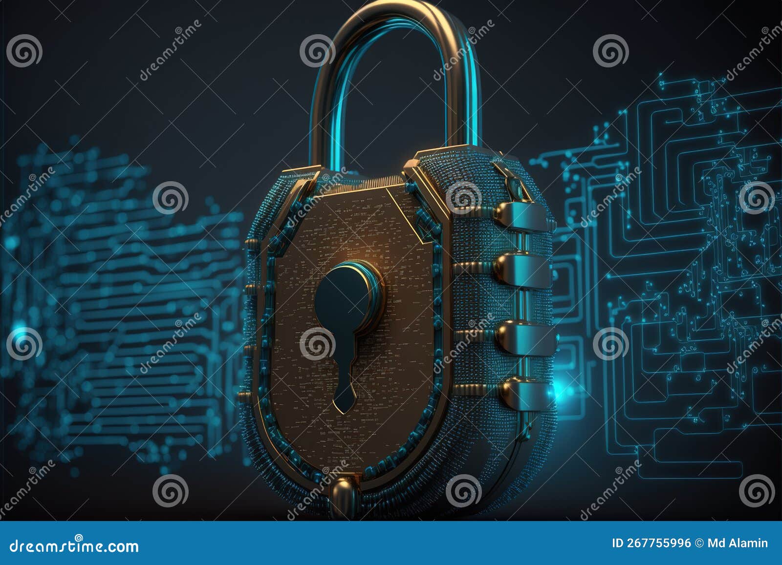 Cybersecurity Padlock, Digital Lock on Technology Network Data ...