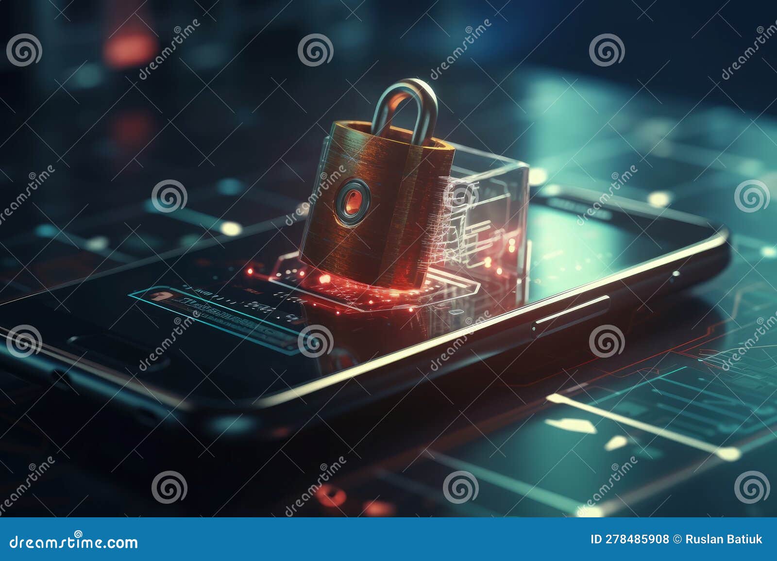 Cybersecurity Padlock, Digital Lock on Technology Network Data ...