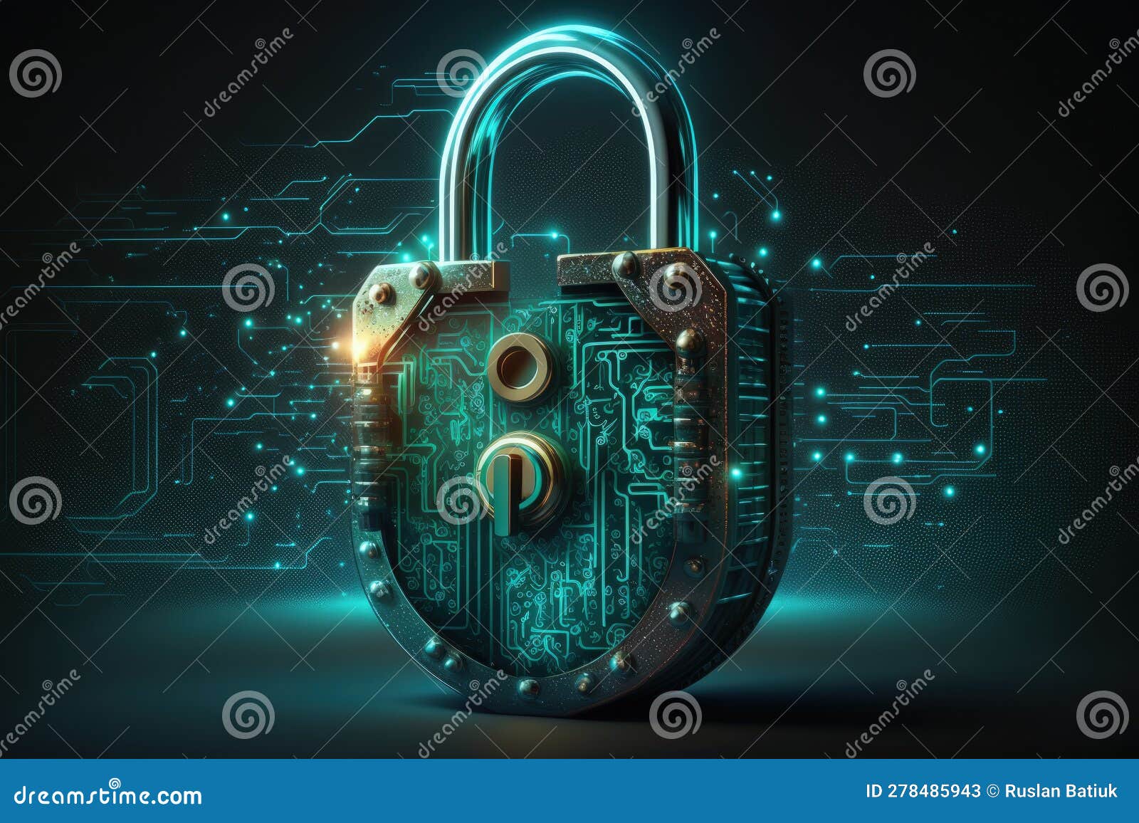 Cybersecurity Padlock, Digital Lock on Technology Network Data ...