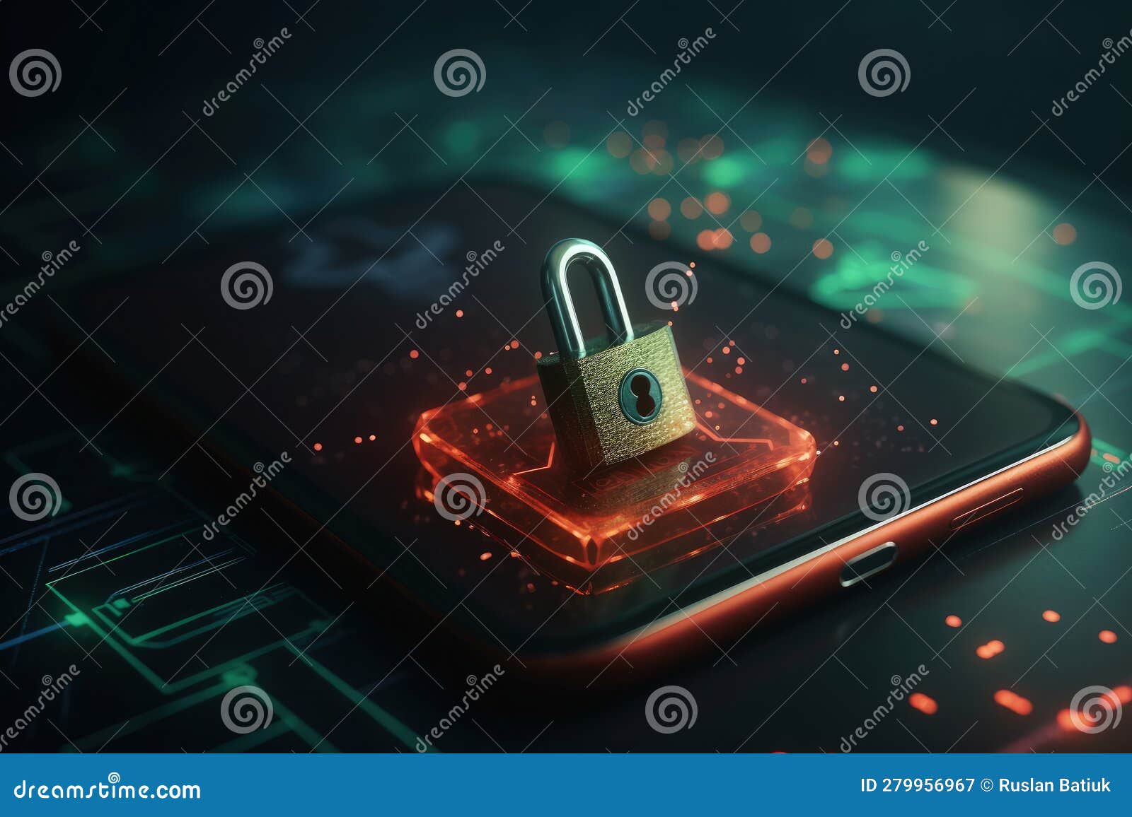 Cybersecurity Padlock, Digital Lock on Technology Network Data ...