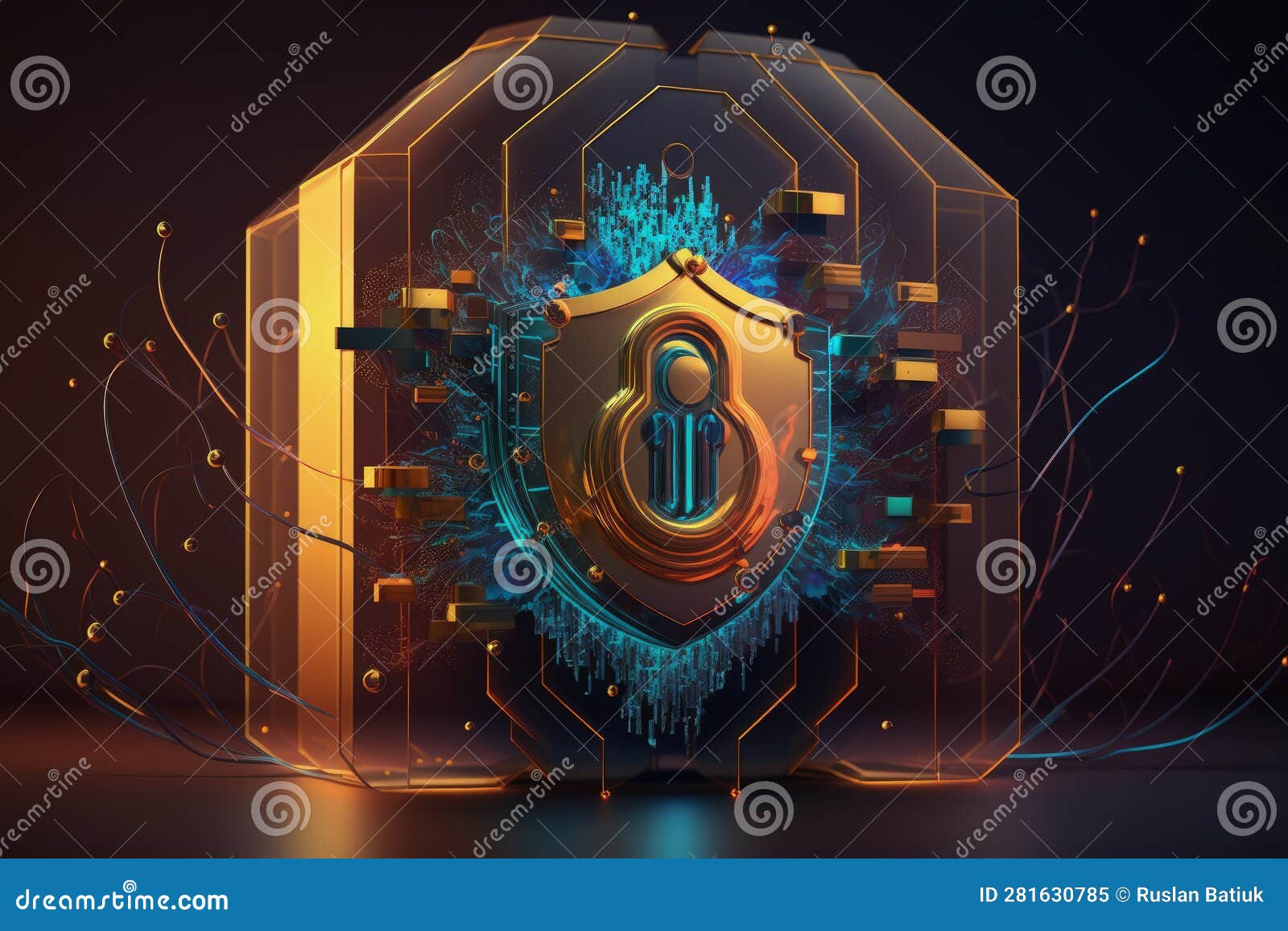 Cybersecurity Padlock, Digital Lock on Technology Network Data ...