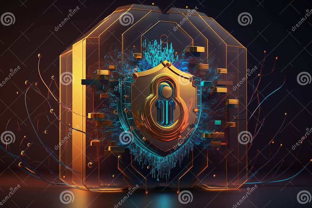 Cybersecurity Padlock, Digital Lock on Technology Network Data ...