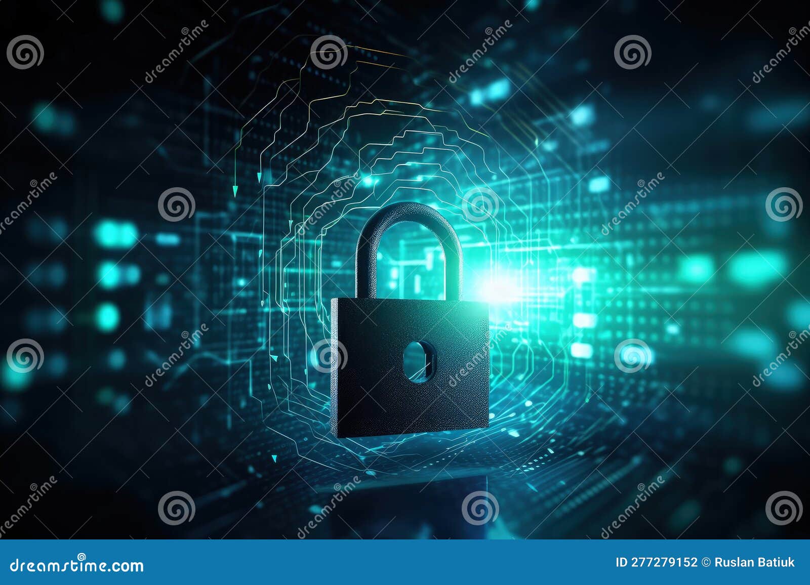 Cybersecurity Padlock, Digital Lock on Technology Network Data ...