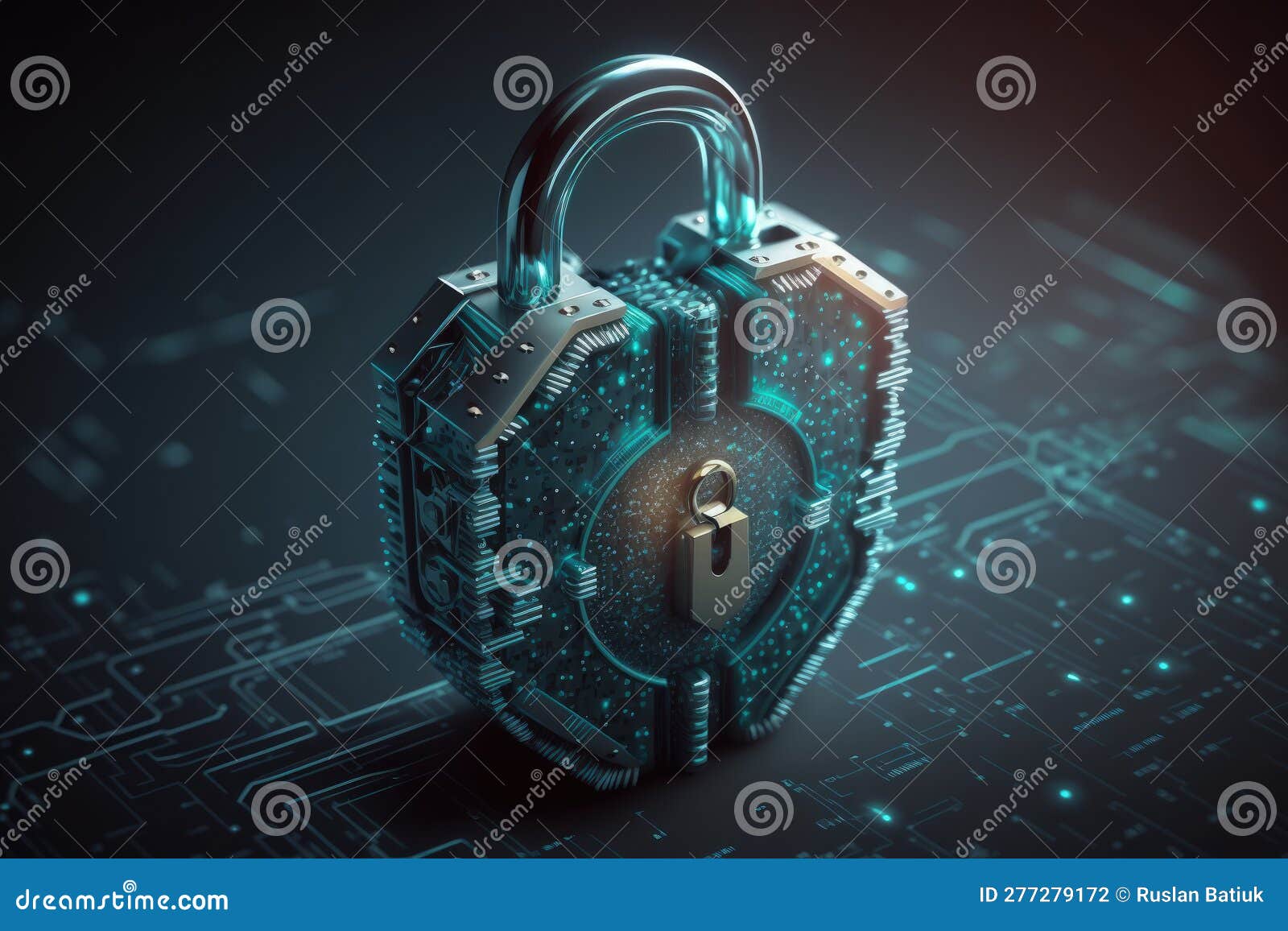Cybersecurity Padlock, Digital Lock on Technology Network Data ...