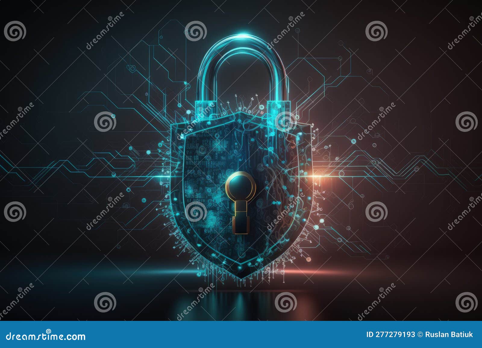 Cybersecurity Padlock, Digital Lock on Technology Network Data ...