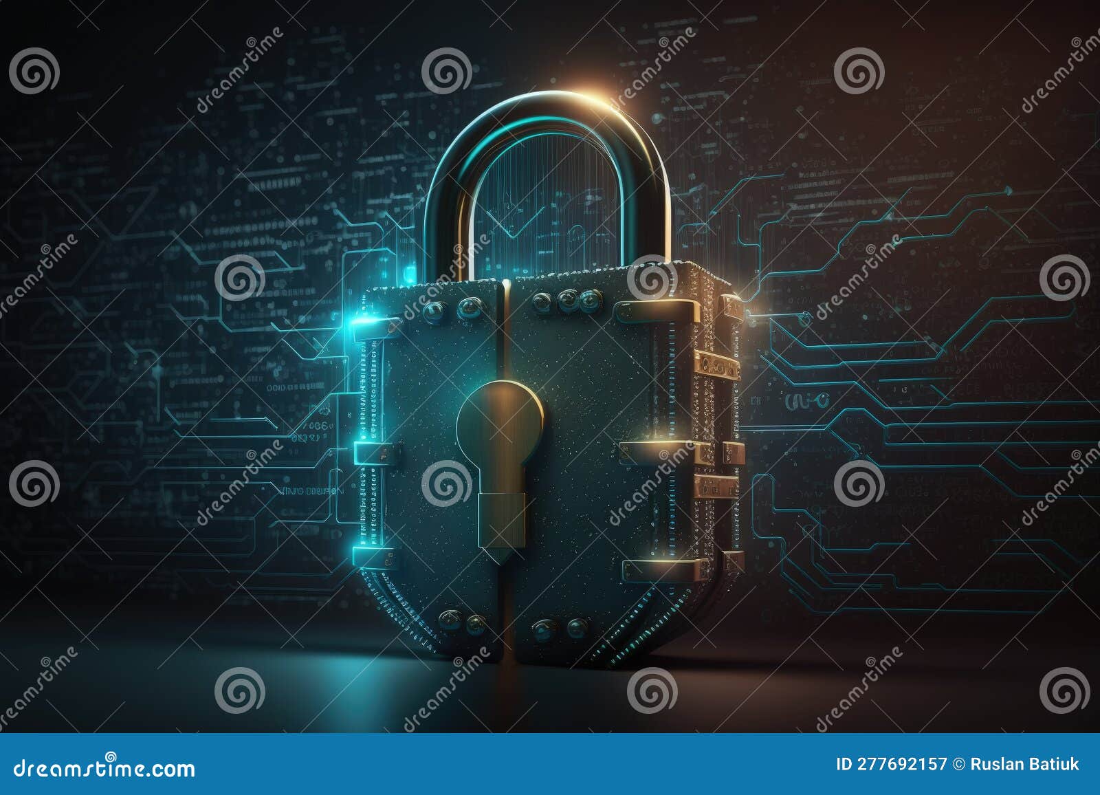 Cybersecurity Padlock, Digital Lock on Technology Network Data ...
