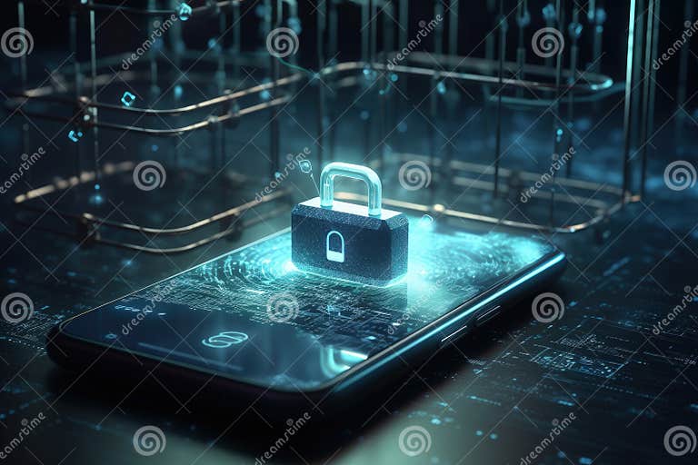 Cybersecurity Padlock, Digital Lock on Technology Network Data ...