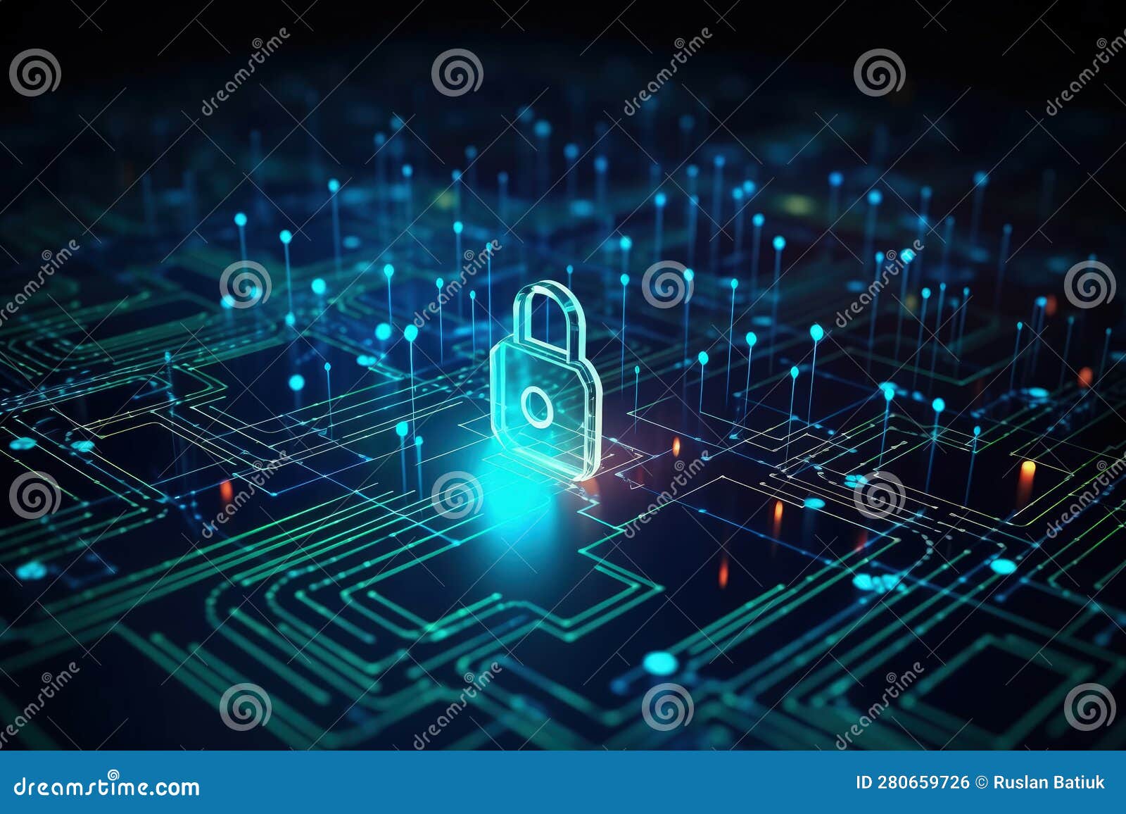 Cybersecurity Padlock, Digital Lock on Technology Network Data ...