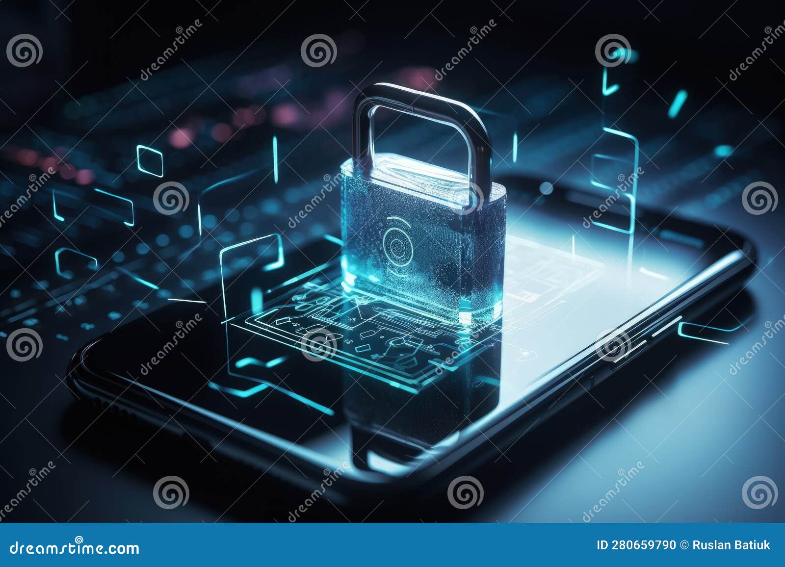Cybersecurity Padlock, Digital Lock on Technology Network Data ...