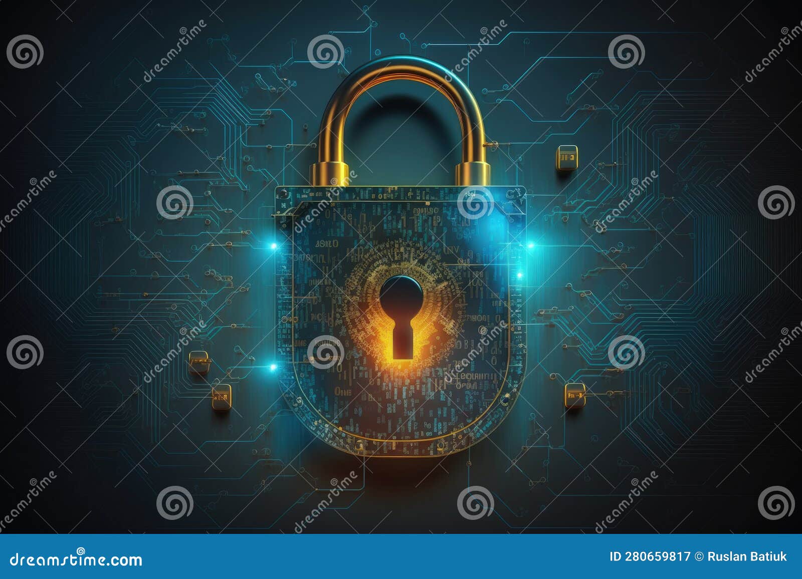 Cybersecurity Padlock, Digital Lock on Technology Network Data ...