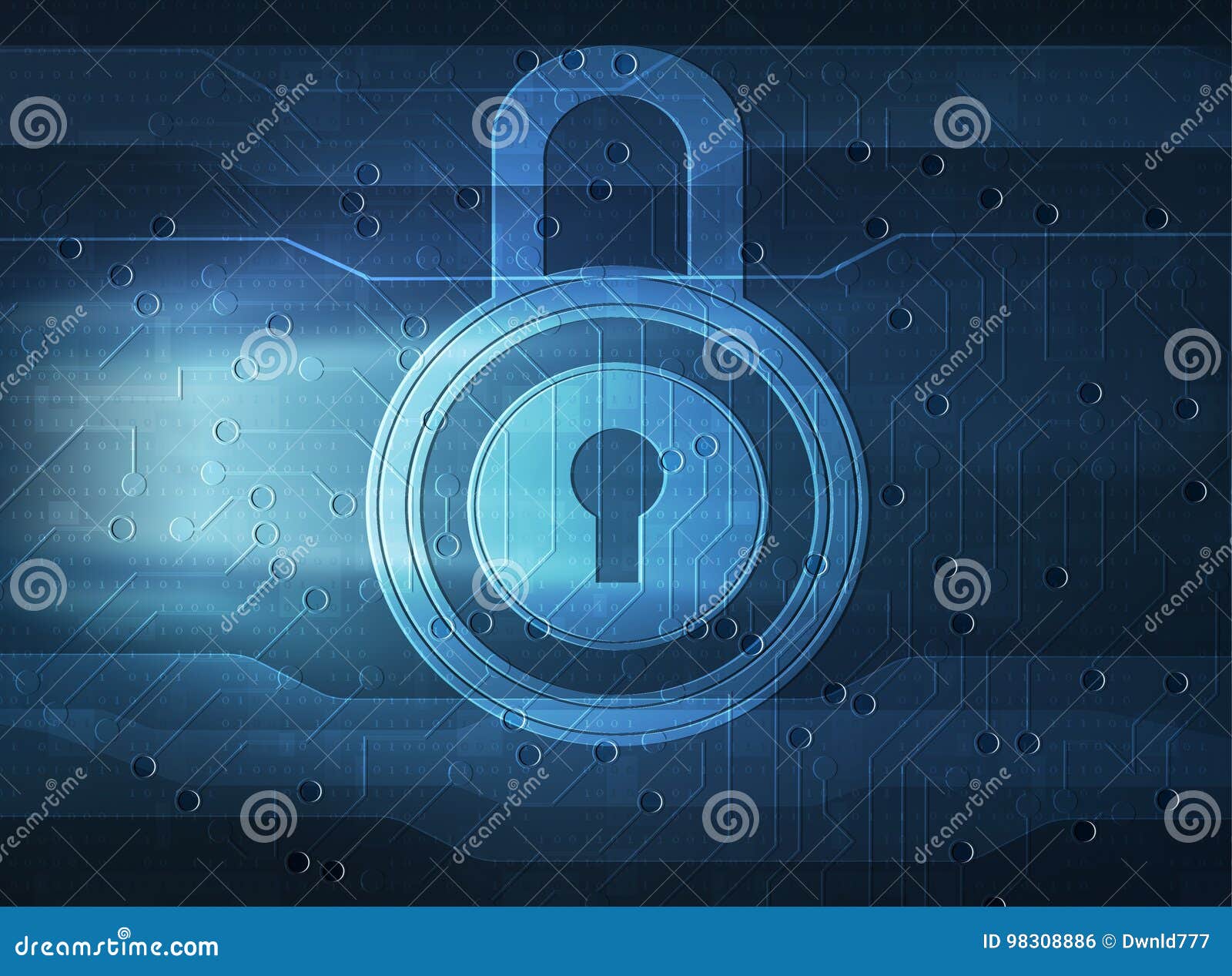 Cybersecurity padlock stock illustration. Illustration of cyber - 98308886