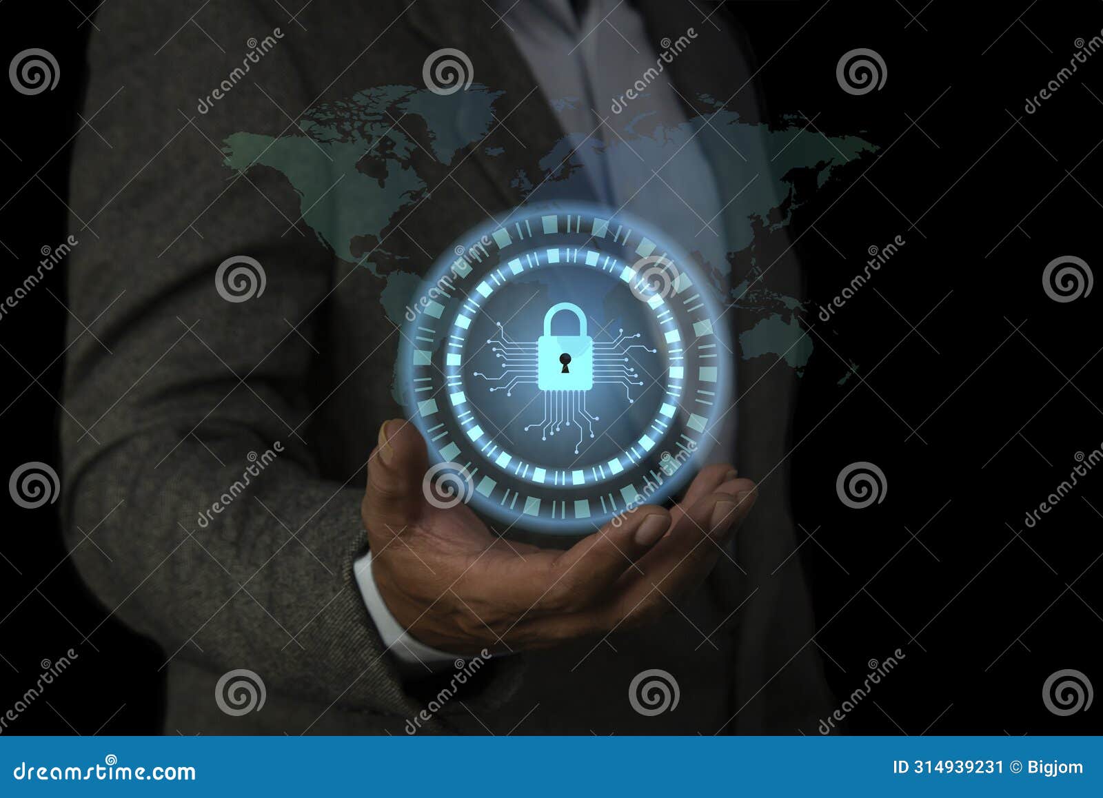 Cybersecurity and Privacy Concepts To Protect Data. Business Man Shows ...