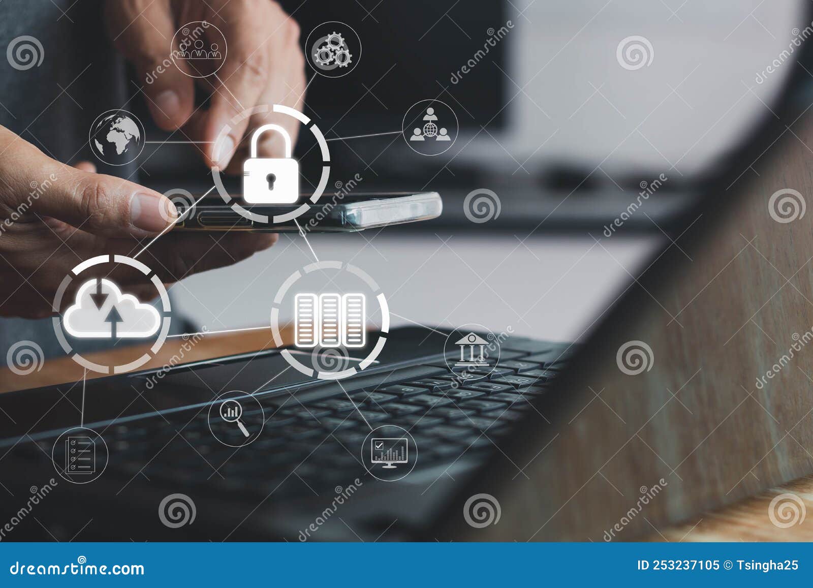 Cybersecurity and Privacy Concepts To Protect Data. Business Person ...