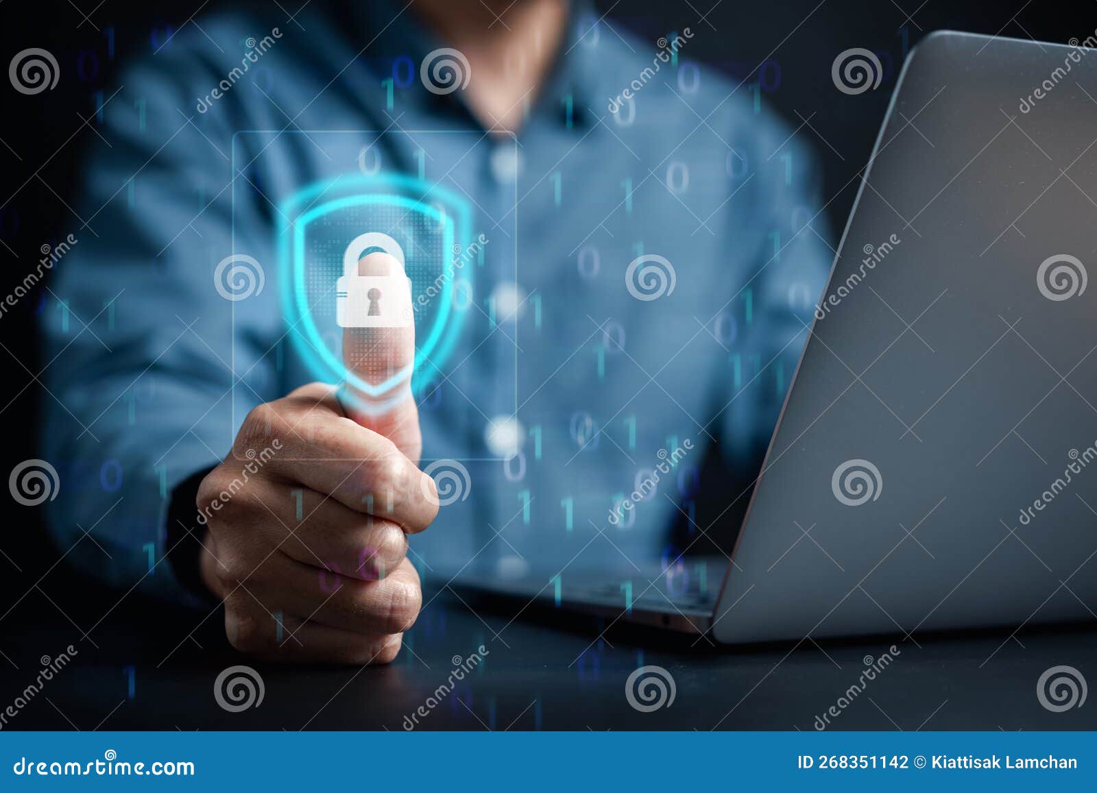 Cybersecurity and Privacy Concepts To Protect Data. Businessman with ...