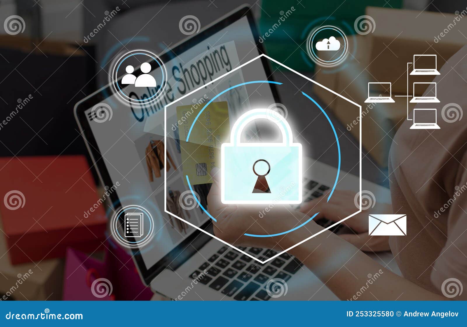 Cybersecurity and Privacy Concepts To Protect Data. Lock Icon and ...