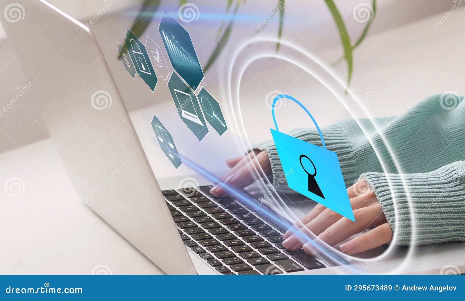 Cybersecurity and Privacy Concepts To Protect Data. Lock Icon and ...