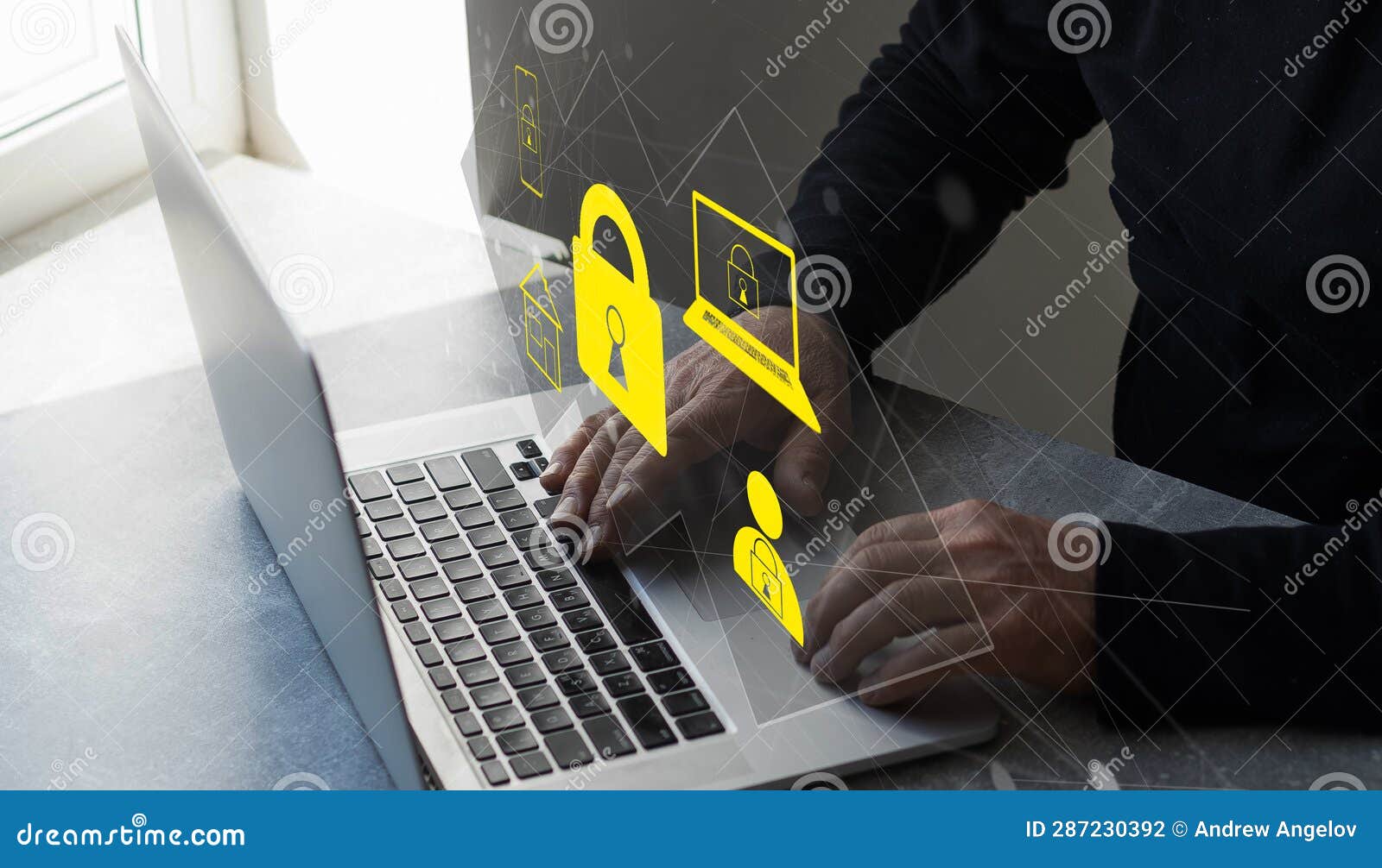 Cybersecurity and Privacy Concepts To Protect Data. Lock Icon and ...