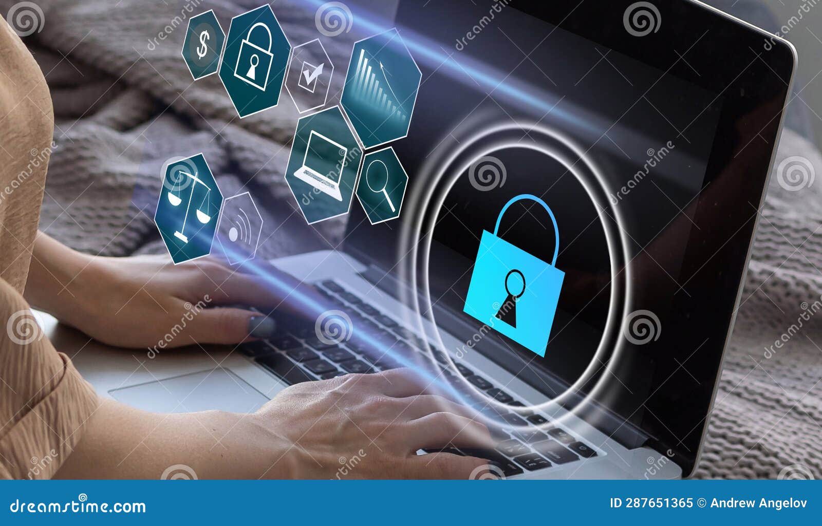Cybersecurity And Privacy Concepts To Protect Data Lock Icon And