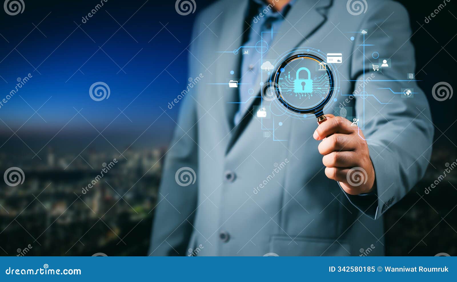 Cybersecurity and Privacy Concepts To Protect Data. Lock Icon and ...