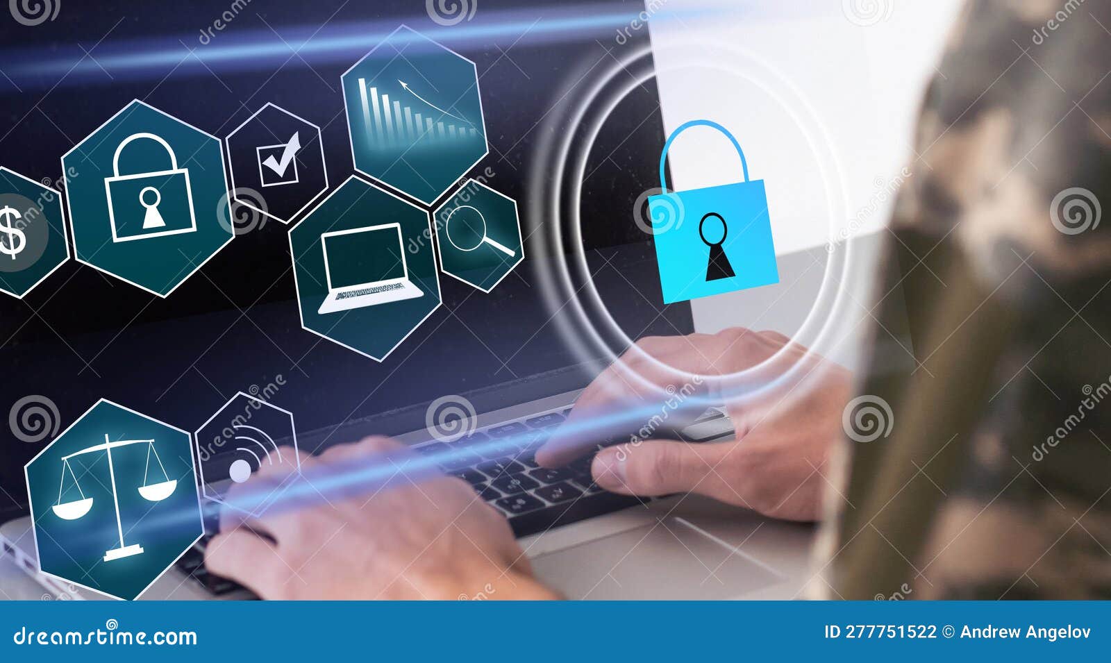 Cybersecurity and Privacy Concepts To Protect Data. Lock Icon and Internet Network Security ...