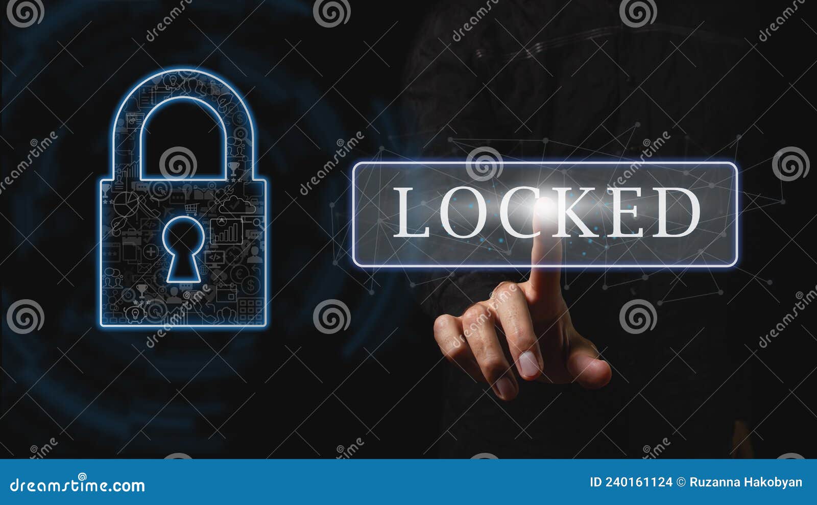 Cybersecurity and Privacy Concepts To Protect Data. Lock Icon ...