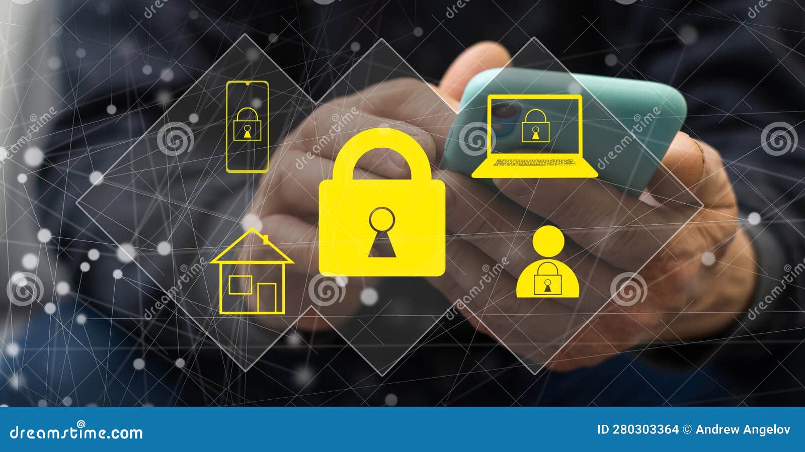 Cybersecurity and Privacy and Protect Data Concept. Shield Icon and ...