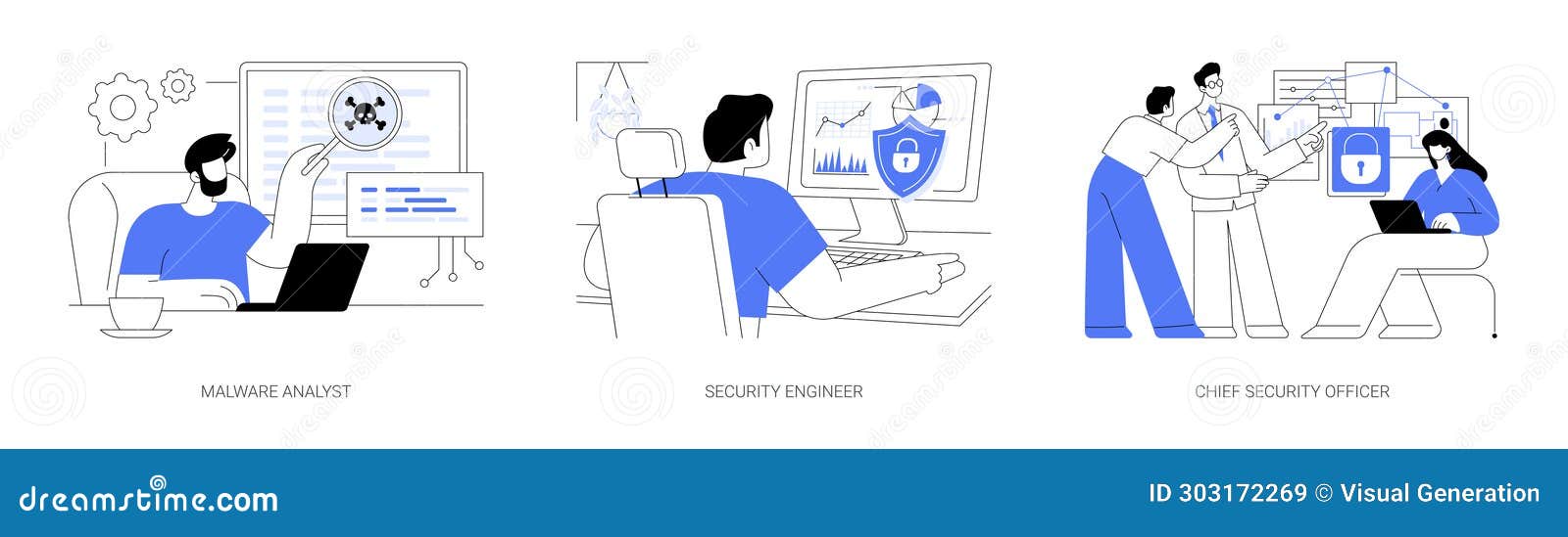 Cybersecurity Professions Isolated Cartoon Vector Illustrations Se ...