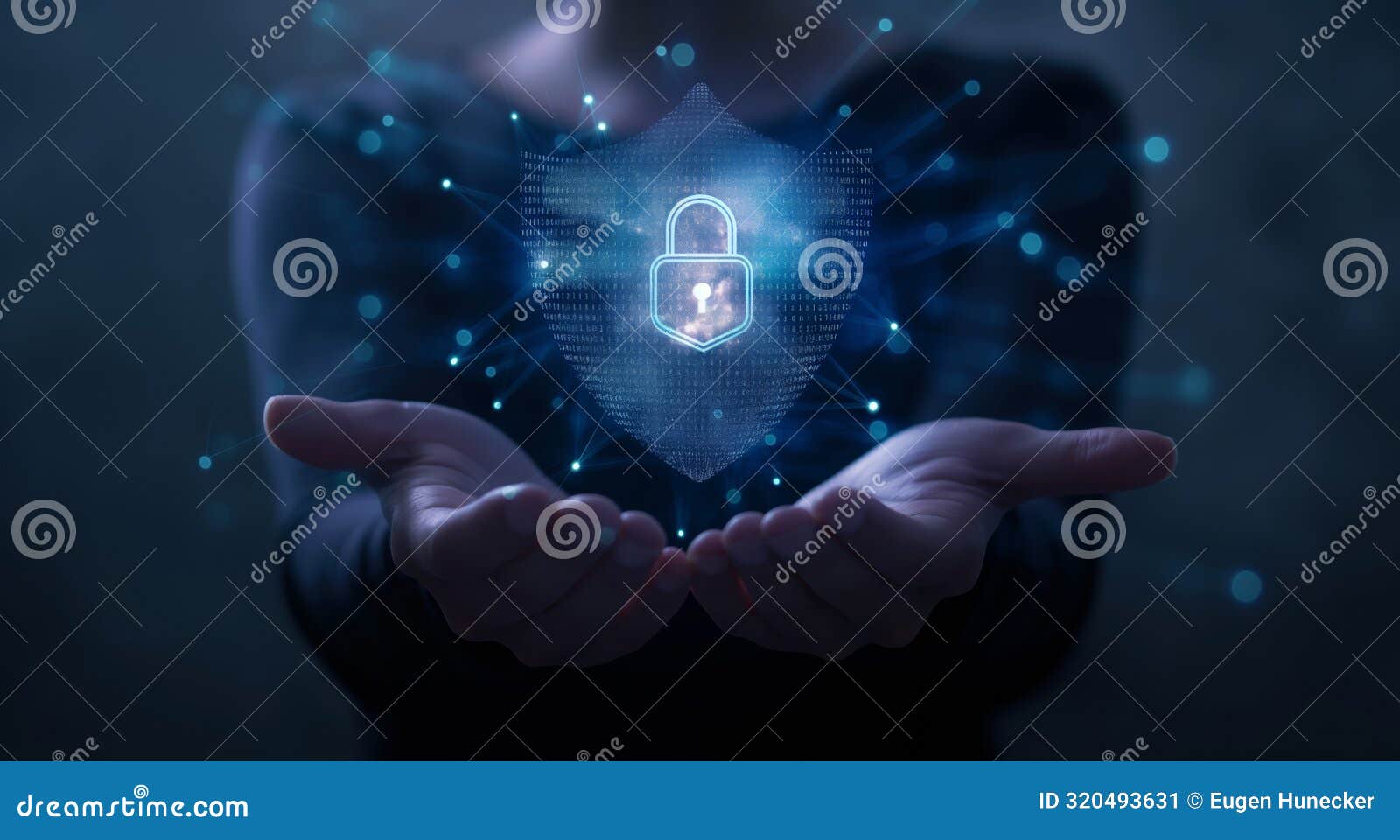 Cybersecurity Protection with Digital Shield and Lock Symbolizing ...