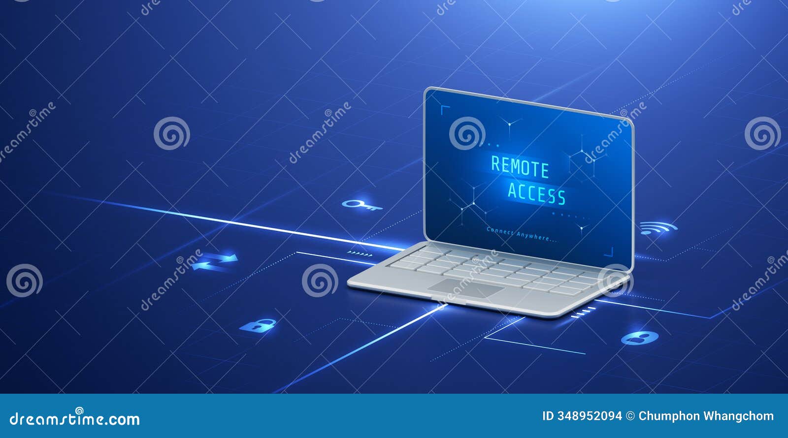 Cybersecurity Remote Access VPN Encryption Authentication Cloud Software Network On Firewall ...