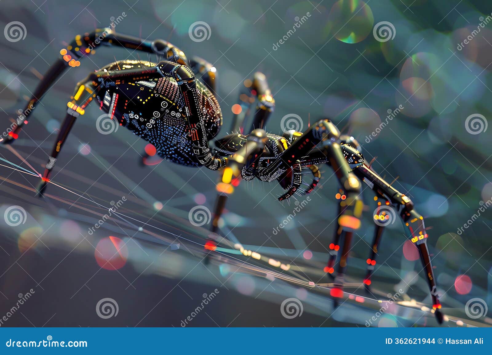Cybersecurity Robotic Spider Network Threat Digital Security System ...