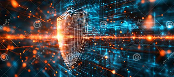 Cybersecurity Shield Protecting Data Flow, Internet Security, and ...