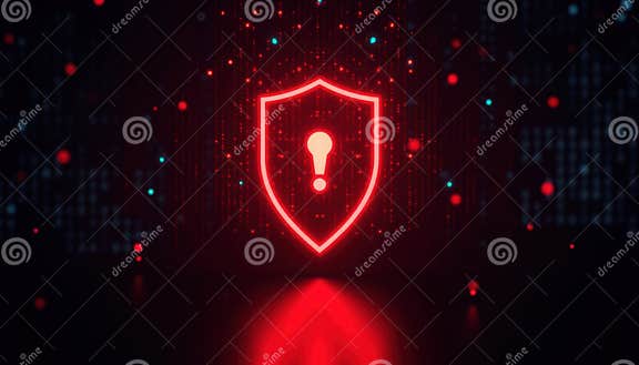 Cybersecurity Shield Warning Symbol Stock Photo - Image of encryption ...