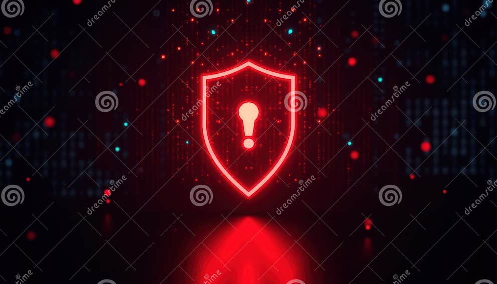 Cybersecurity Shield Warning Symbol Stock Photo - Image of encryption ...