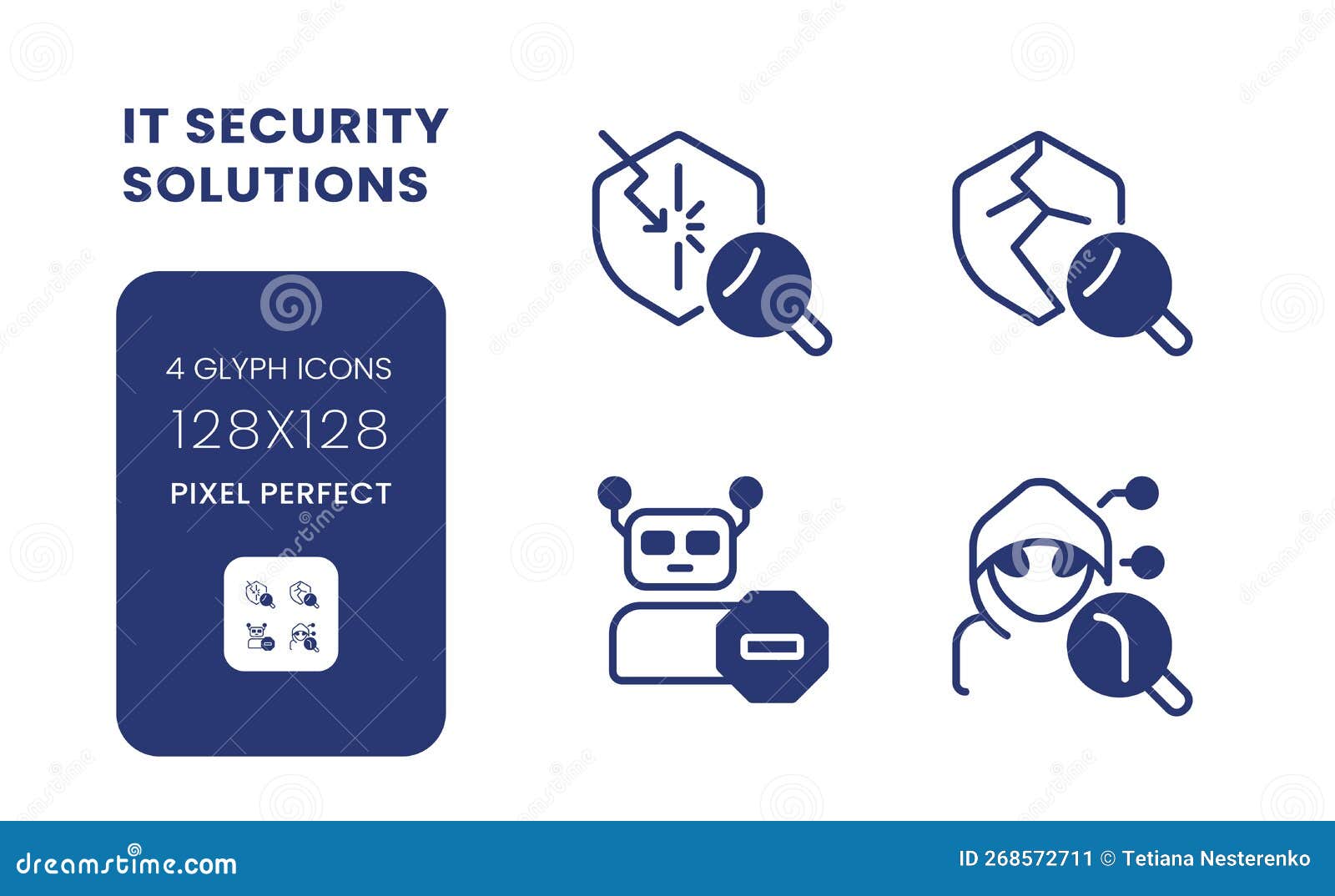 Cybersecurity Solutions Black Solid Desktop Icons Pack Stock Vector ...