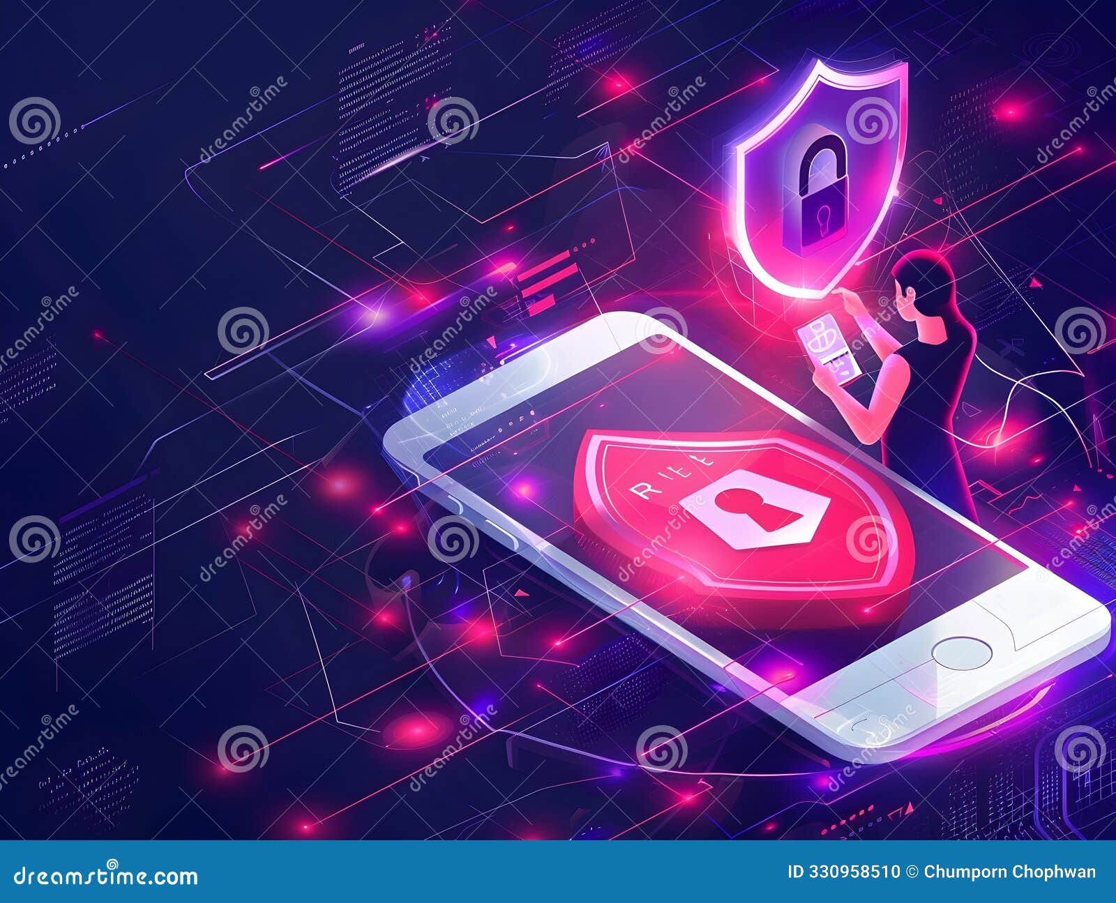 Cybersecurity Symbols And Vulnerability Charts Royalty-Free Cartoon ...