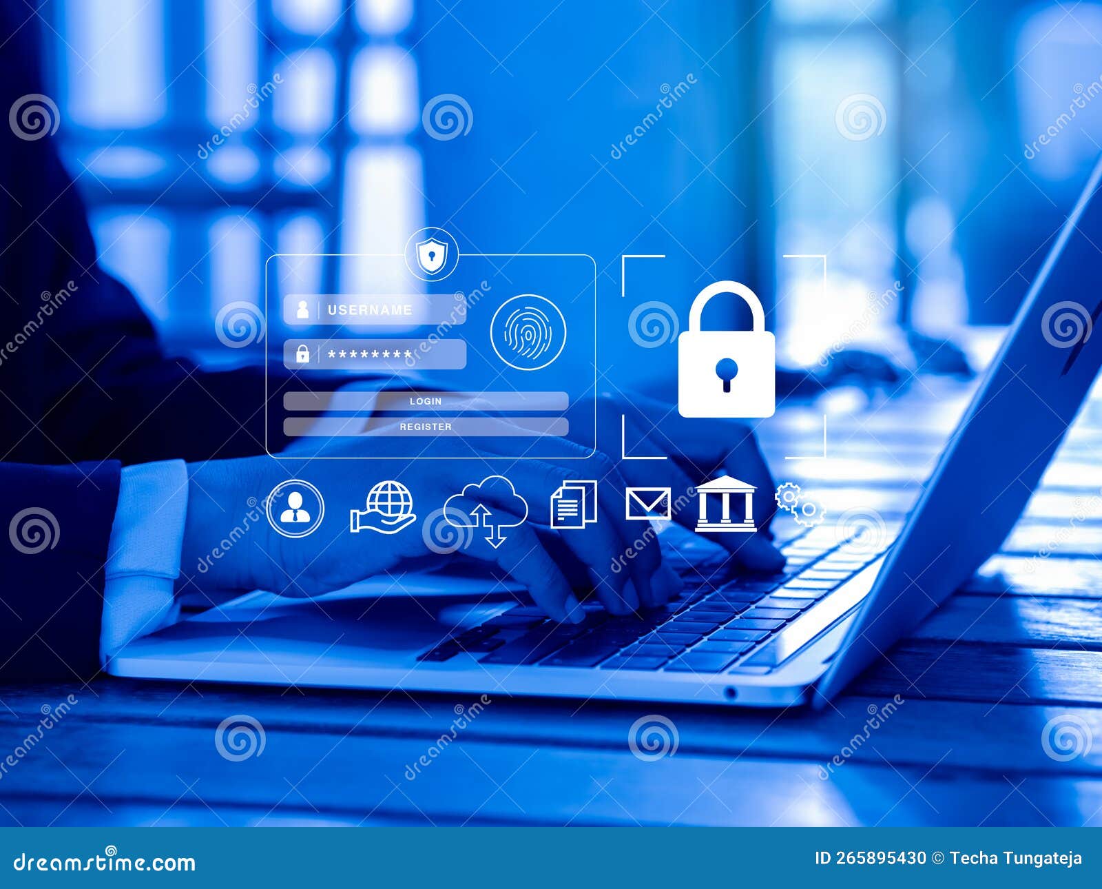 Cybersecurity System Technology, Login and Password, Global Network ...