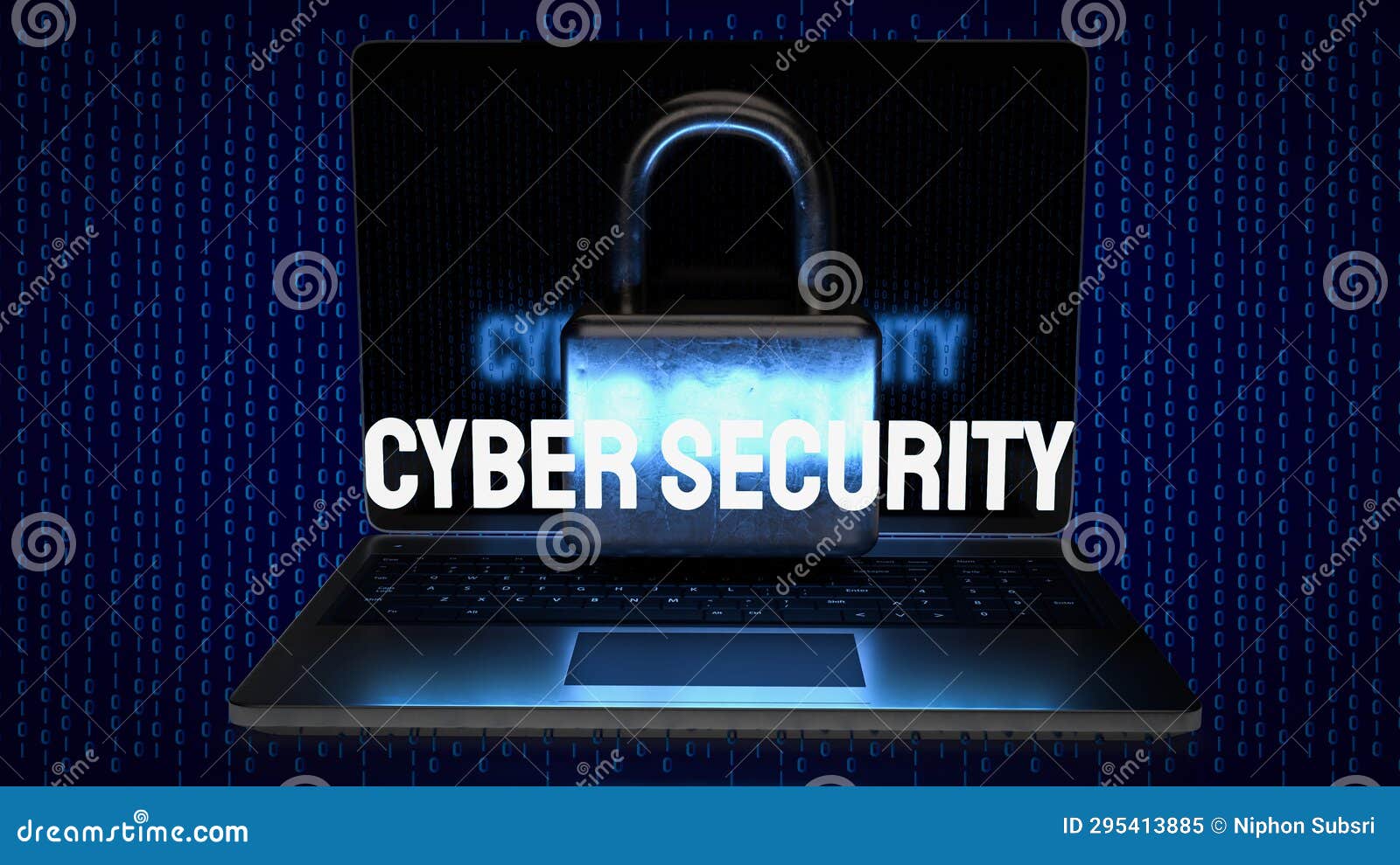 The Cybersecurity Text on Digital Background 3d Rendering Stock ...