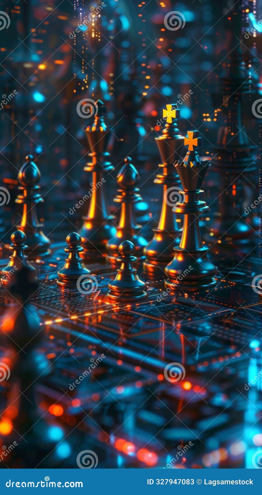 Cybersecurity Themed Chess Game Stock Illustration - Illustration of ...