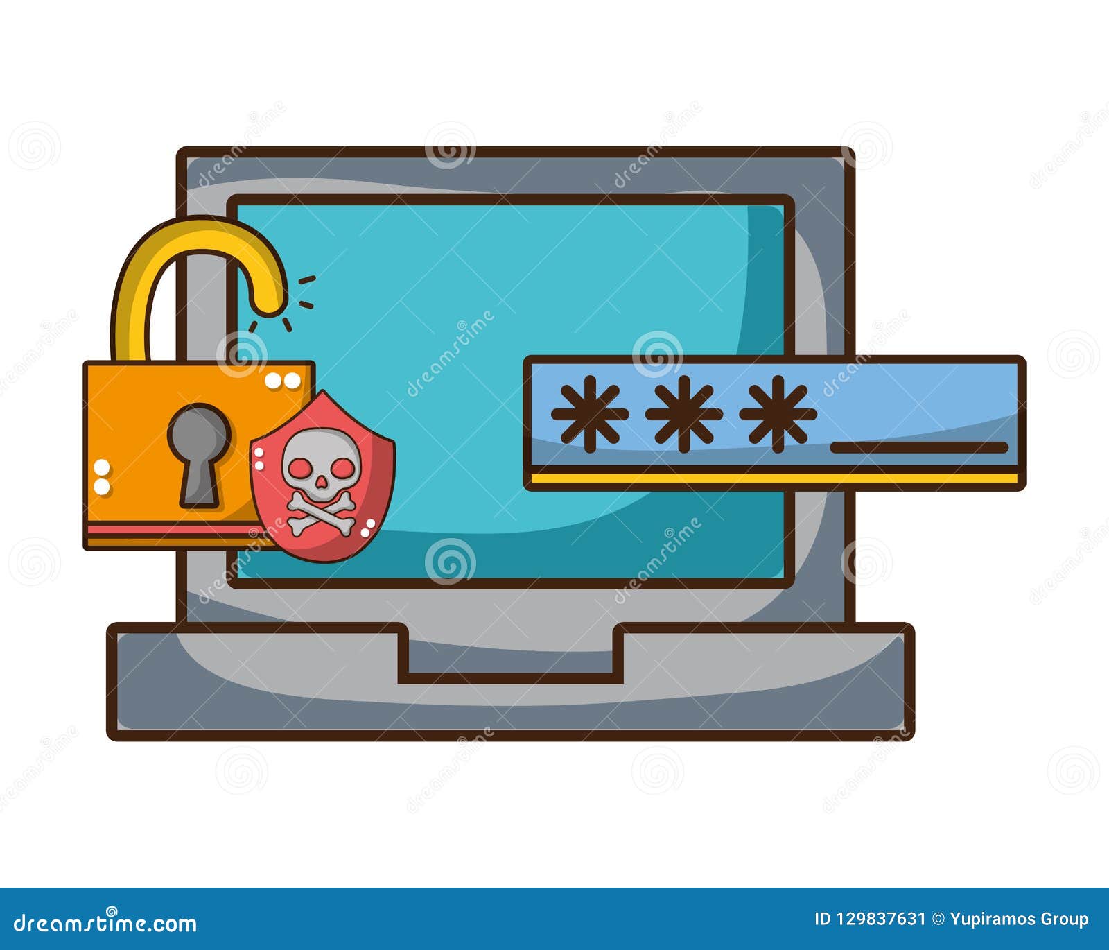 Cybersecurity Threat Cartoon Stock Vector - Illustration of protect ...