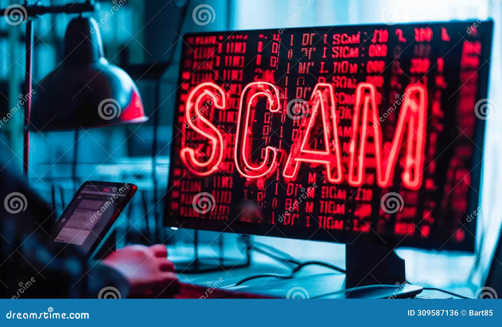 Cybersecurity Threat Concept with the Word SCAM in Bold Red Letters on ...