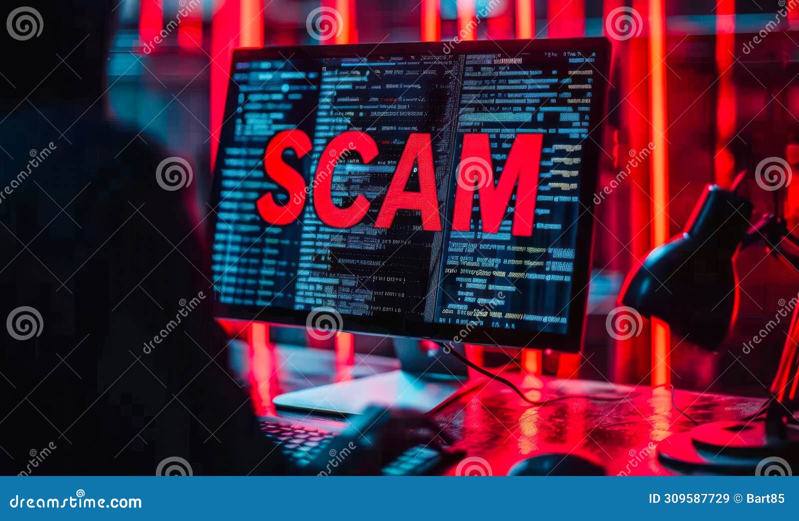 Cybersecurity Threat Concept with the Word SCAM in Bold Red Letters on ...