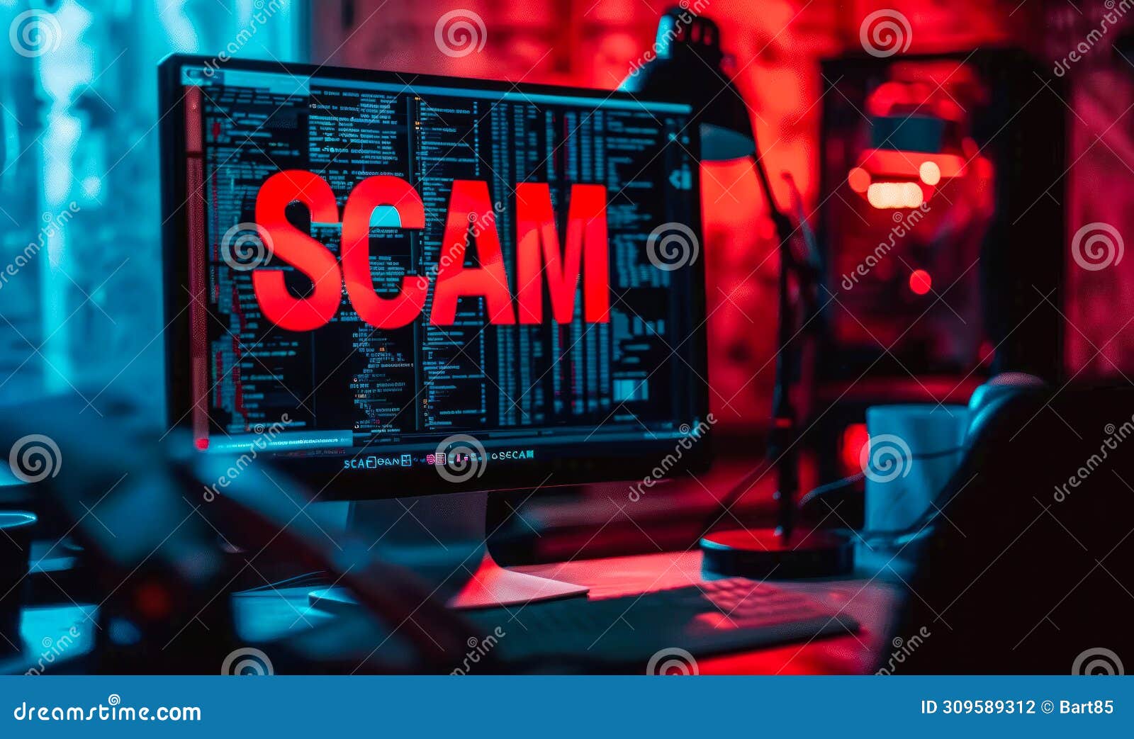 Cybersecurity Threat Concept with the Word SCAM in Bold Red Letters on ...
