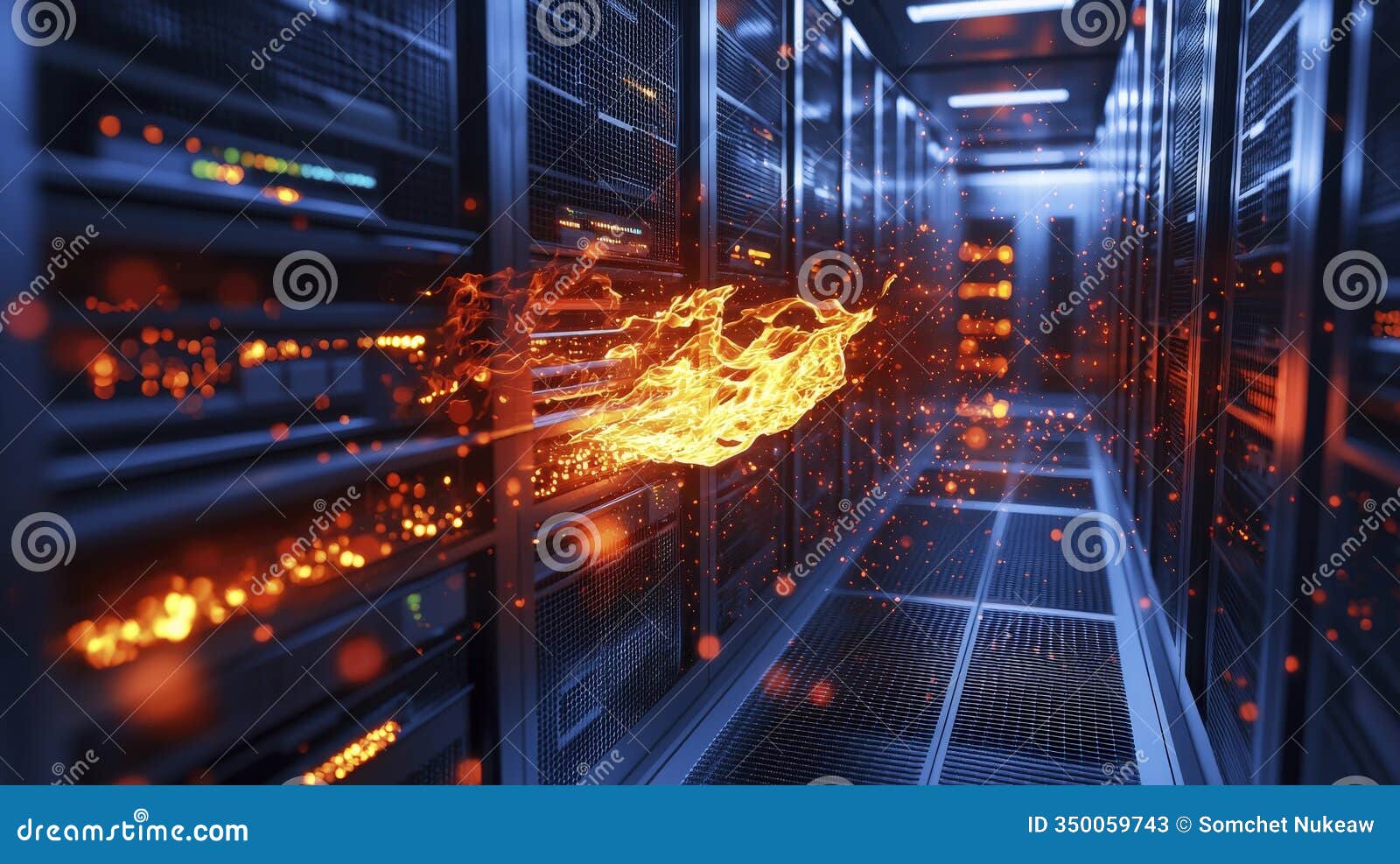 Cybersecurity Threats and Firewalls in Data Centersrealistic Image of ...