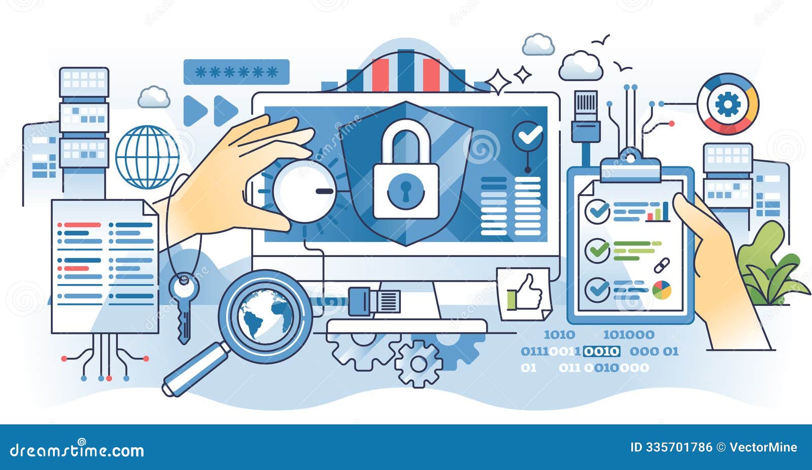 Cybersecurity Training Vector Illustration Concept With Characters ...