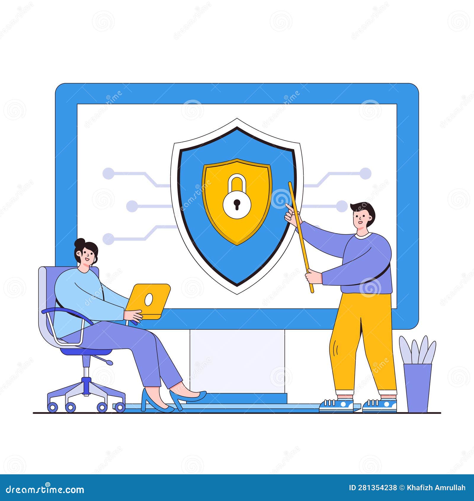 Cybersecurity Training Vector Illustration Concept with Characters ... Cybersecurity Training Vector Illustration Concept with Characters ...